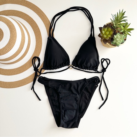 Zaful | Swim | Two Piece Bikini Set String Black Small Size | Poshmark